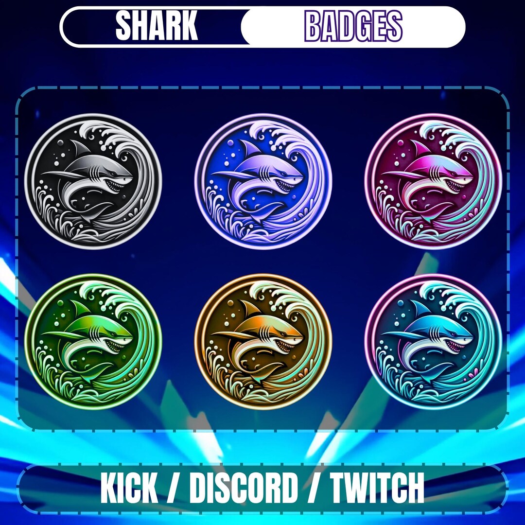 Kawaii Shark Twitch Badges | Streamer Sub/bit Icons (digital Download ...