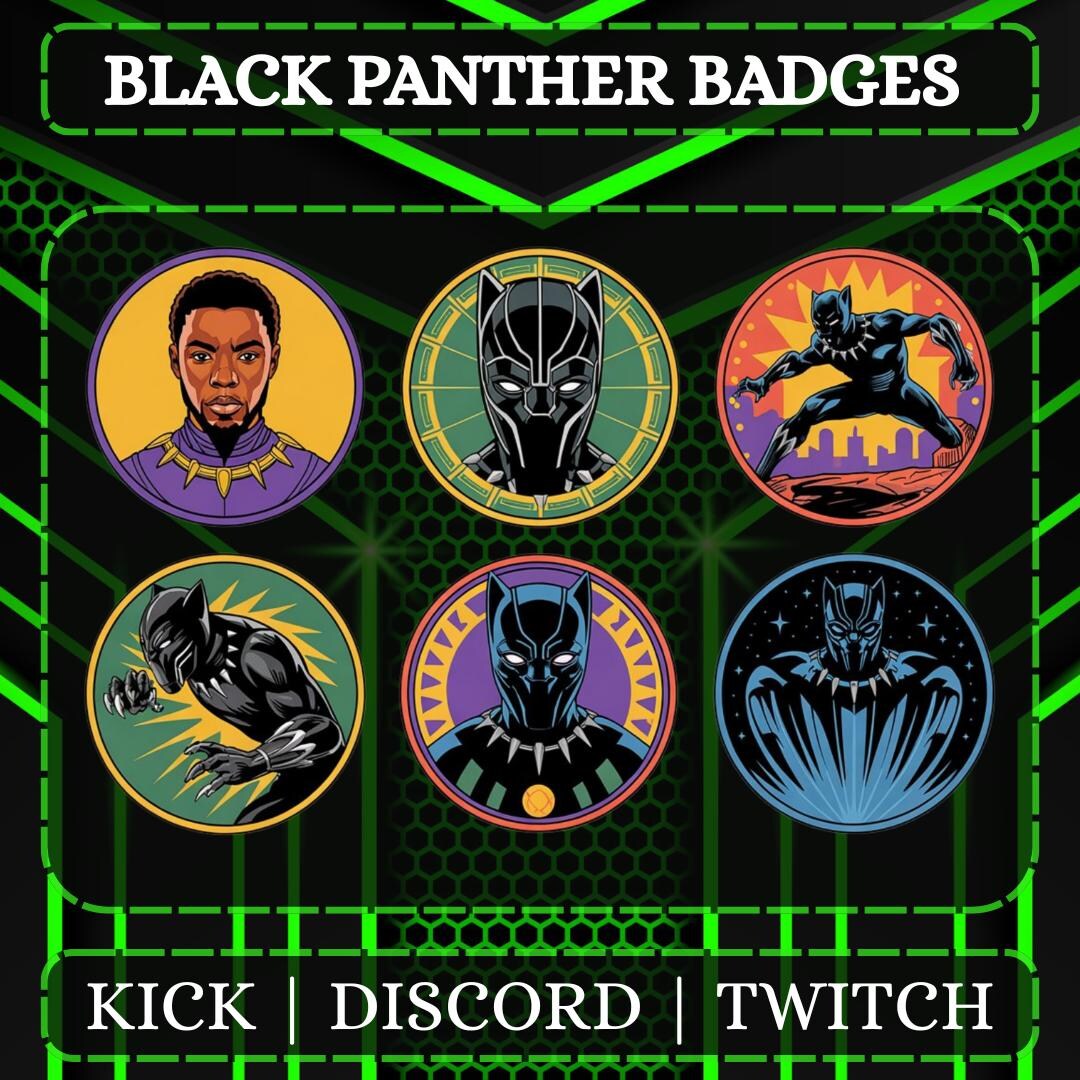 Black Panther Badges: Twitch Sub/bit Badges, Discord Roles (digital ...