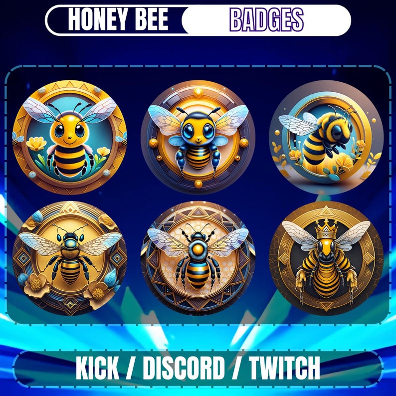 Honey Bee Twitch Subscriber Badges PNG | Cute Insect Sub & Bit Icons ...