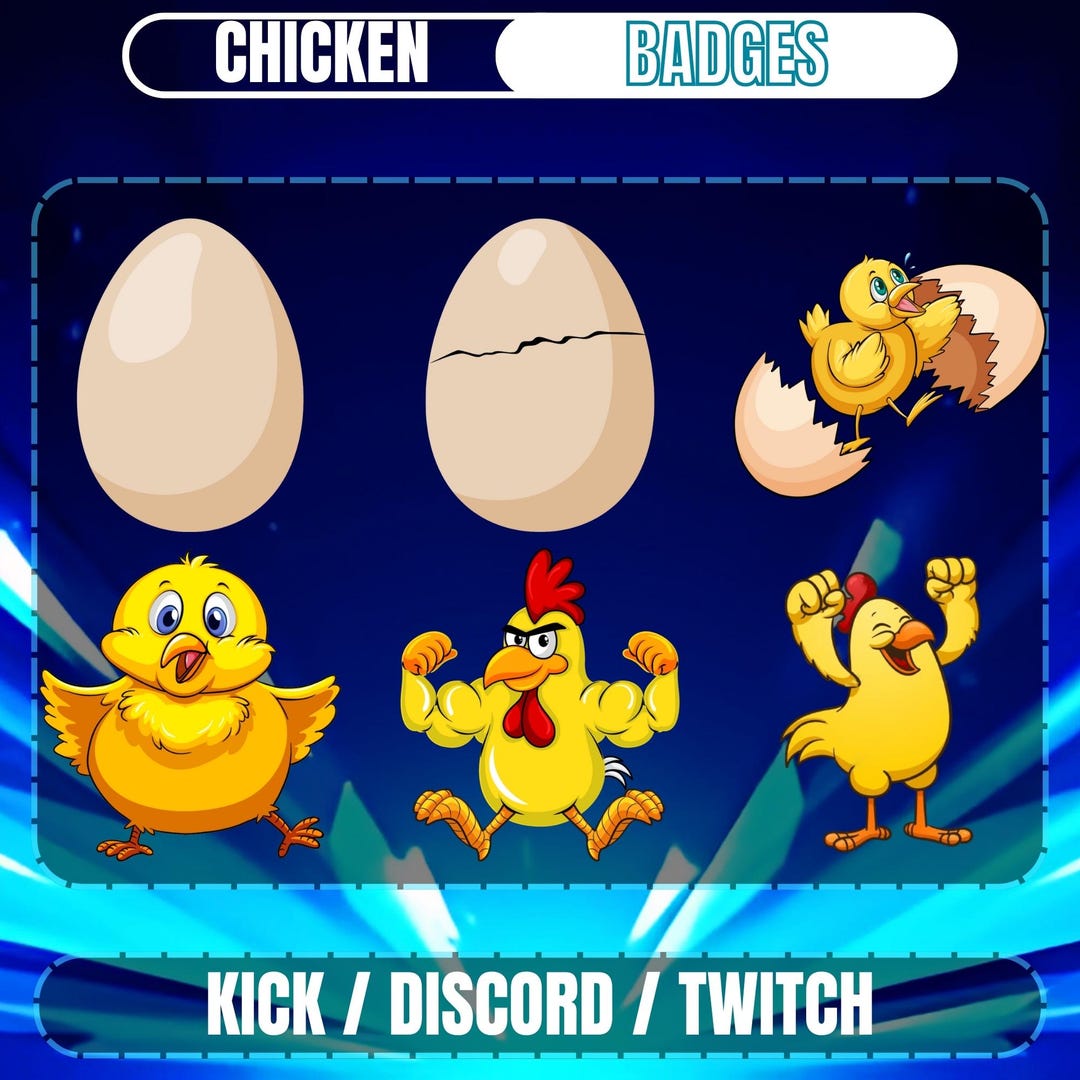 Twitch Chicken Sub Badges: Streamer Bit Badges (instant Download) - Etsy