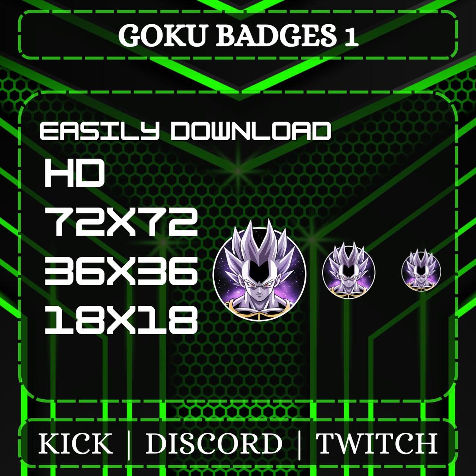 Anime Character Graphical Sub Badges, Goku Themed Fictional Emotes ...