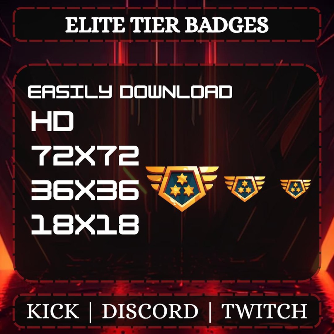 Twitch Elite Sub Badges: Streamer Level Badges (PNG Files, Digital ...