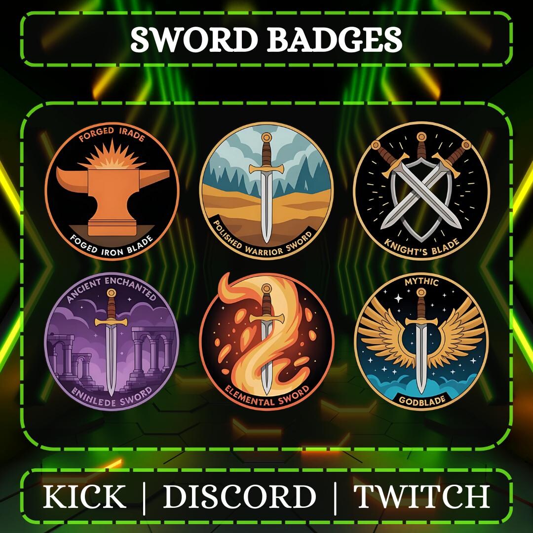 Hand-drawn Sword Twitch Badges | Stream Bit & Subscriber Badges ...