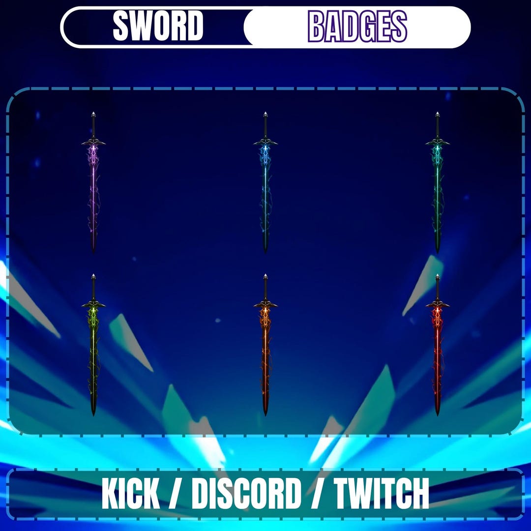 Sword Twitch Badges: Sub Bit Badges for Discord, Youtube, Kick (digital ...