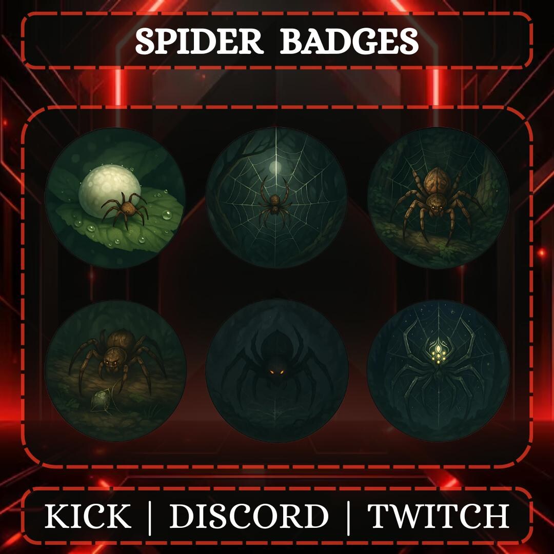 Spider Twitch Subscriber Badges PNG | Insect Bug Sub Bit Icons for ...