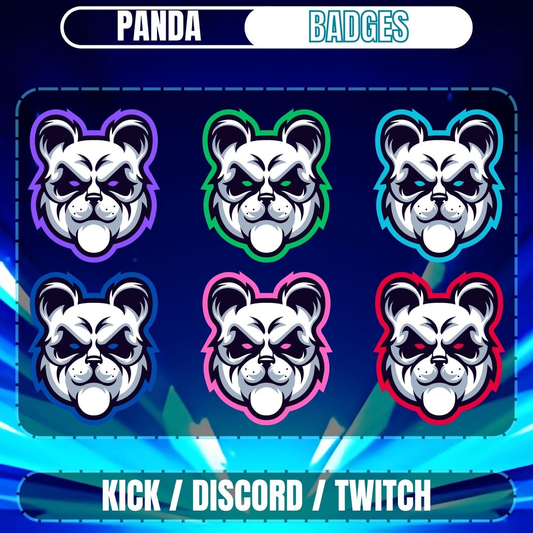 Panda Twitch Subscriber Badges PNG Set | Cute Animal Sub & Bit Icons ...