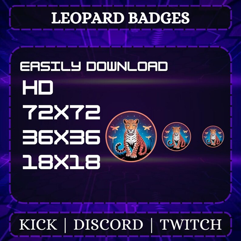 Leopard Animal Twitch Sub & Bit Badges PNG | Wildlife Streamer Icons ...