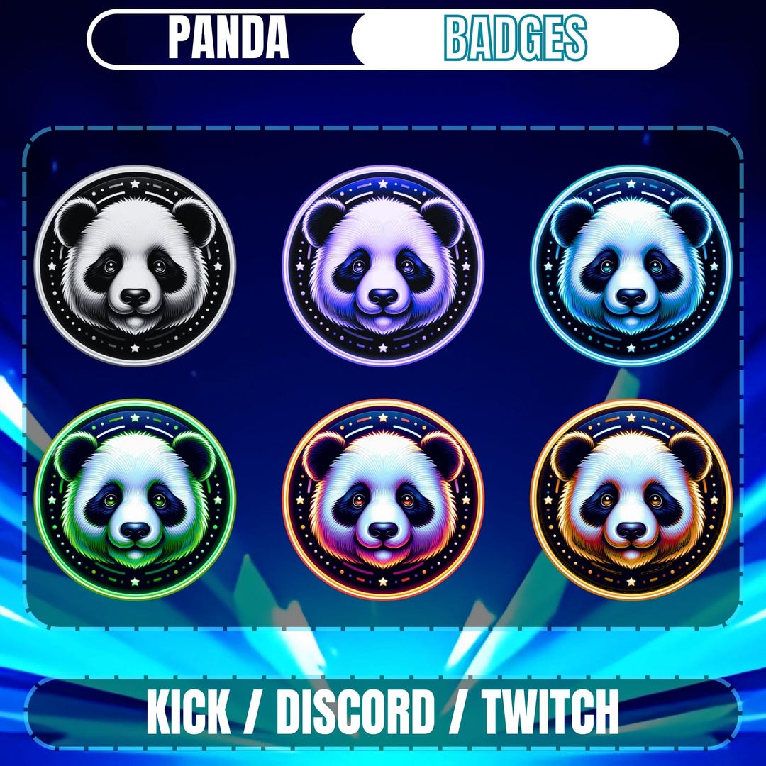Panda Twitch Subscriber Badges PNG | Cute Animal Sub & Bit Icons ...