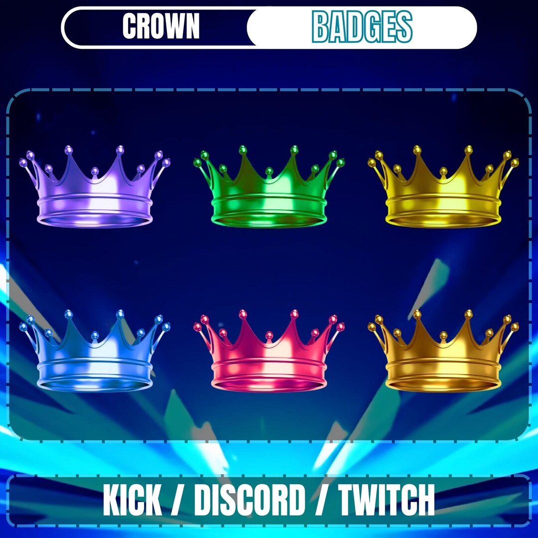 Kawaii Crown Twitch Subscriber Badges PNG | Cute Royal Sub & Bit Icons ...