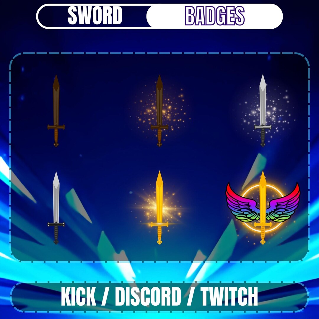 Sword Twitch Subscriber Badges PNG | Fantasy Weapon Sub & Bit Icons ...