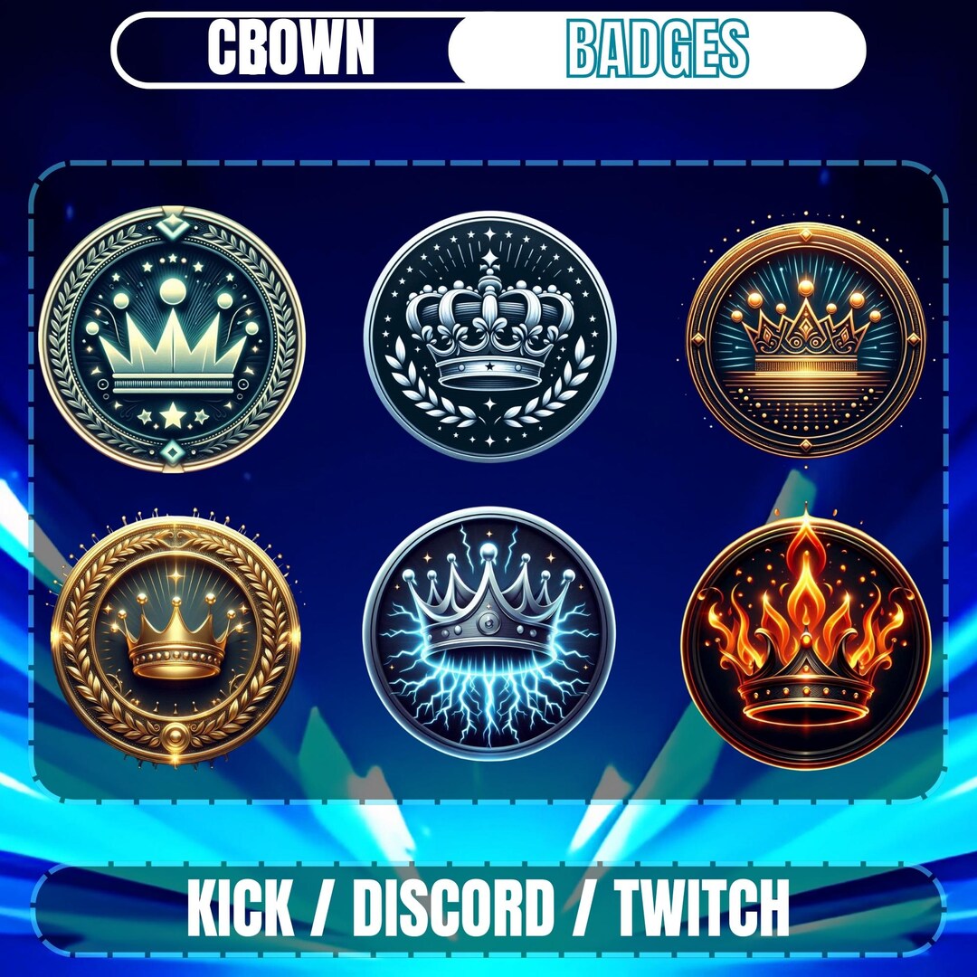 Crown Twitch Subscriber Badges PNG | Royal Sub & Bit Icons for ...