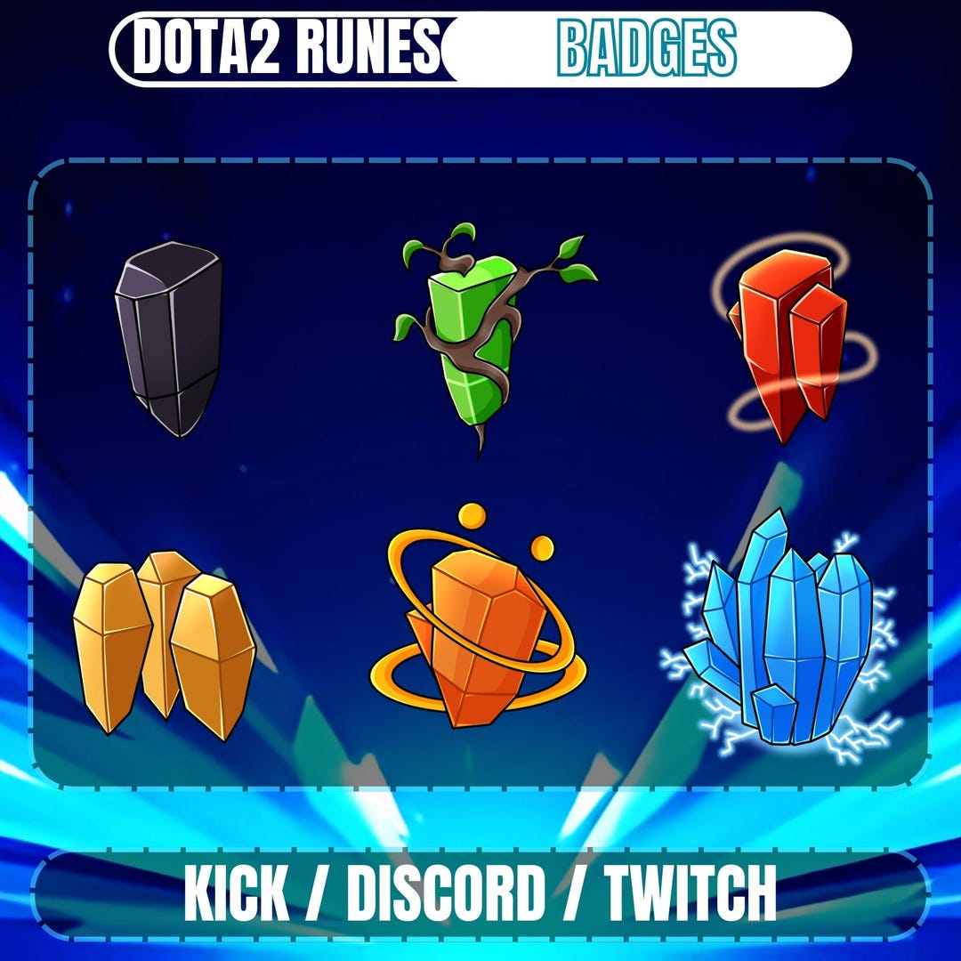 Dota 2 Runes Twitch Sub Badges: Streamer Bit Badges (instant Download ...