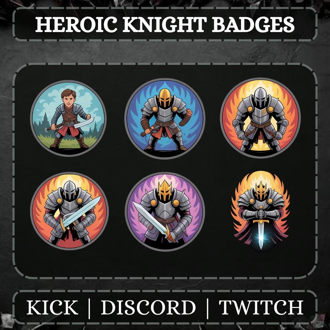 Heroic Knight Twitch Subscriber Badges PNG | Medieval Fantasy Sub & Bit ...