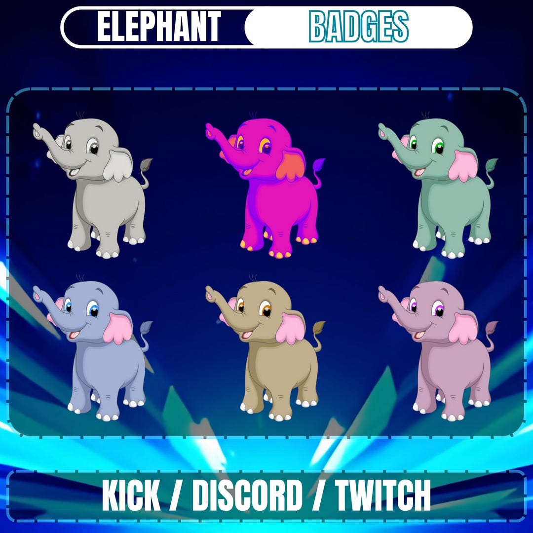 Elephant Animal Twitch Sub & Bit Badges PNG | Wildlife Streamer Icons ...