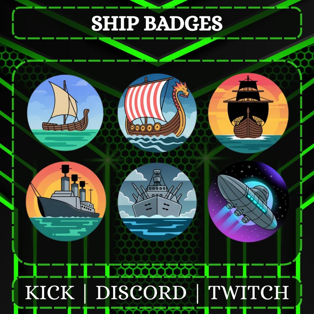 Ship Twitch Subscriber Badges PNG Set | Nautical Sub & Bit Icons for ...