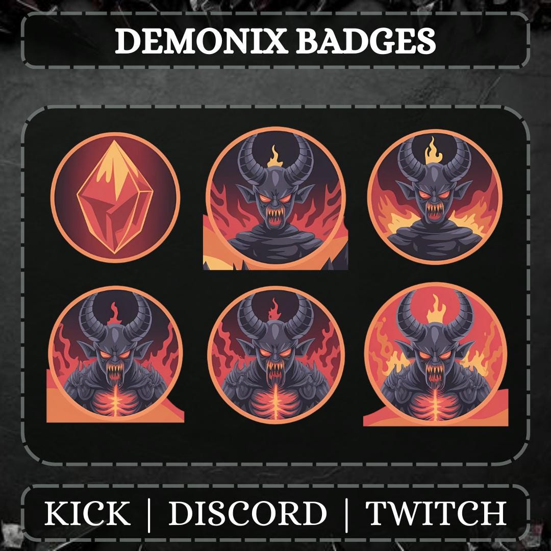 Demonix Twitch Sub Badges | Horror Streamer Graphics (digital Download ...