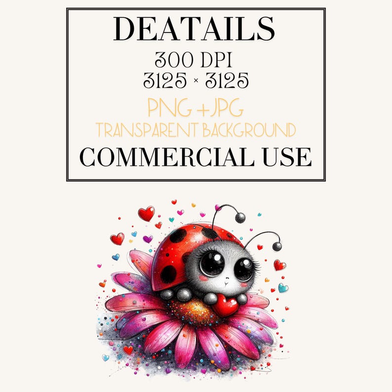 Valentine Ladybug Clipart Set – Adorable Love-themed PNG Collection - Etsy