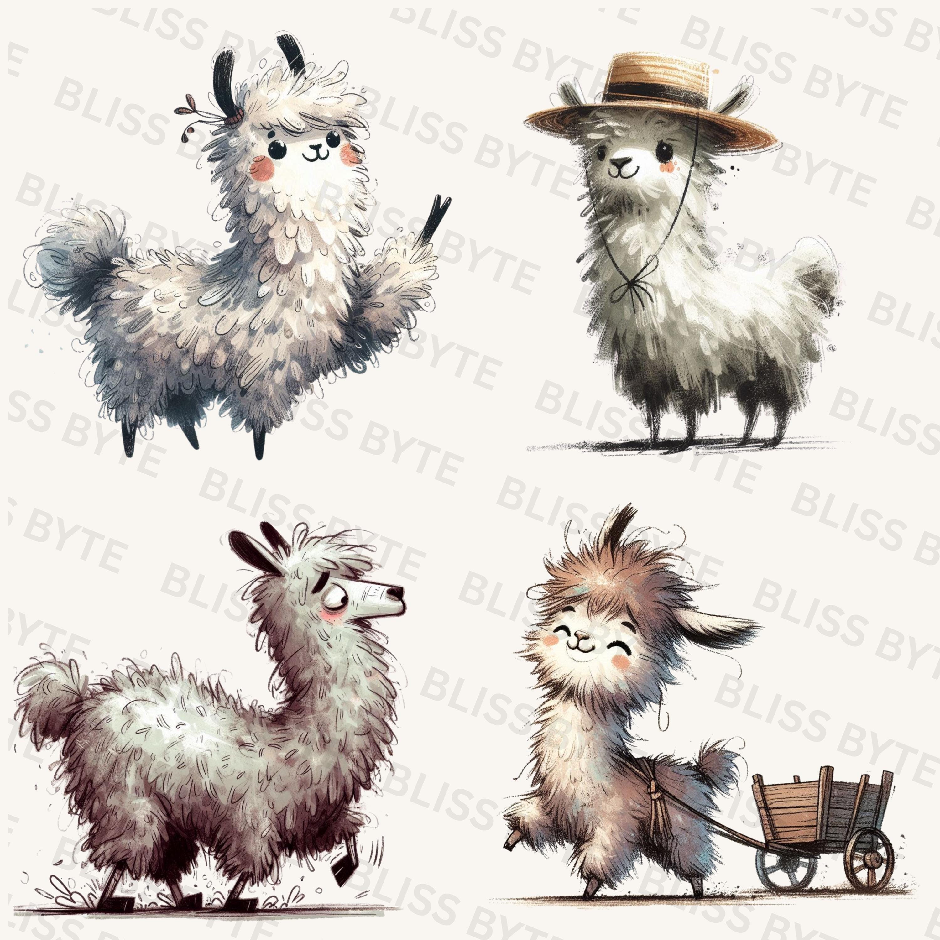 36 Llama Clipart Bundle: Funny Farm Animal PNG & JPG Designs - Etsy