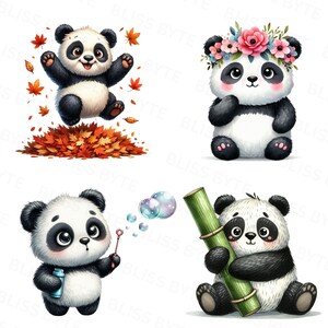 35 Watercolor Panda PNG Clipart | Cute Baby Panda Bears for Nursery ...
