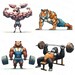 20 Watercolor Bodybuilder Animals Pngs Clipart – Gym Animals Clipart ...