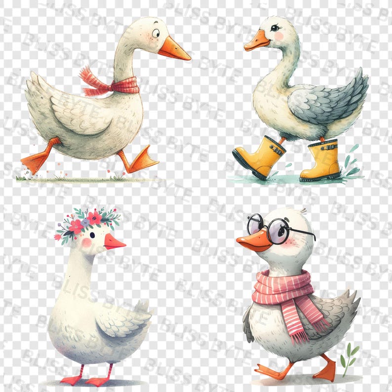 Funny Goose Clipart Bundle: Watercolor Silly Geese Pngs for Crafts - Etsy