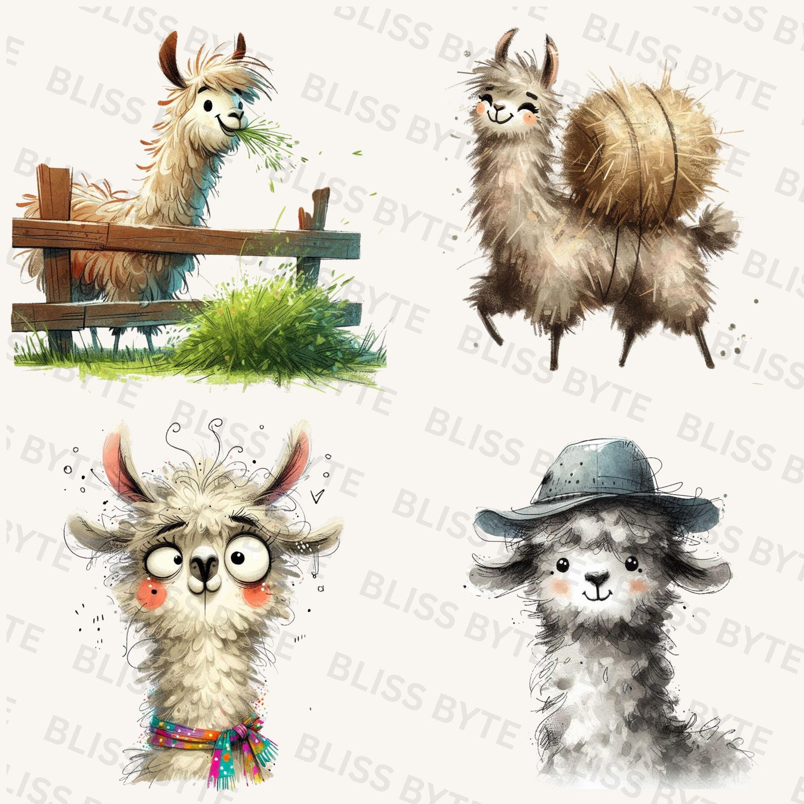 36 Llama Clipart Bundle: Funny Farm Animal PNG & JPG Designs - Etsy