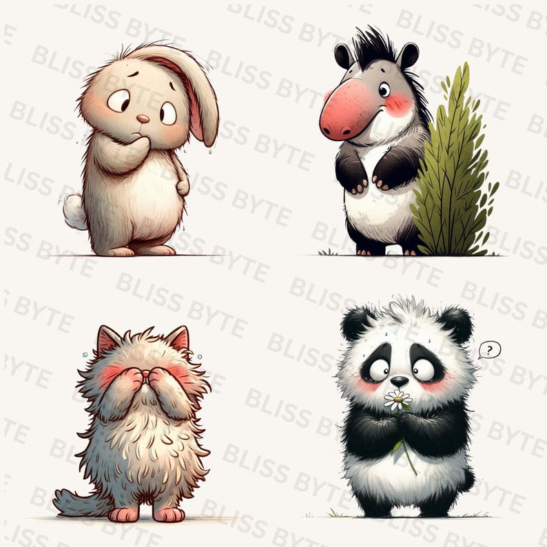 Watercolor Embarrassing Animals PNG Clipart – Funny & Awkward Animal - Etsy