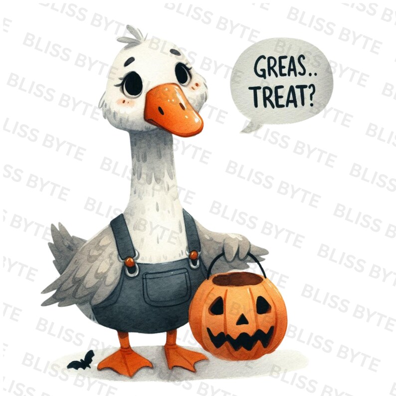 20 Spooky Cute Goose Halloween PNG Clipart | Watercolor Ghost Goose ...