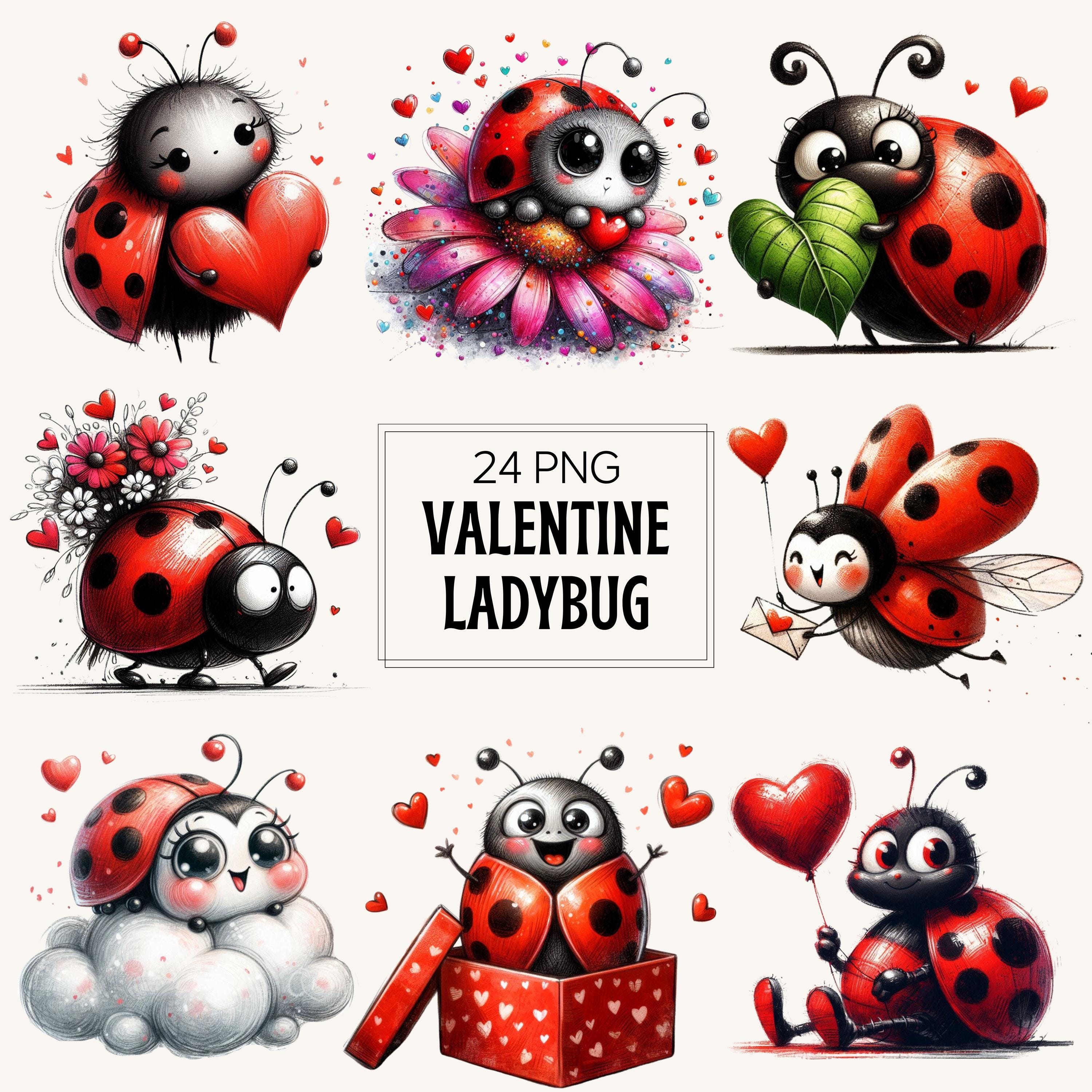 Valentine Ladybug Clipart Set – Adorable Love-themed PNG Collection - Etsy