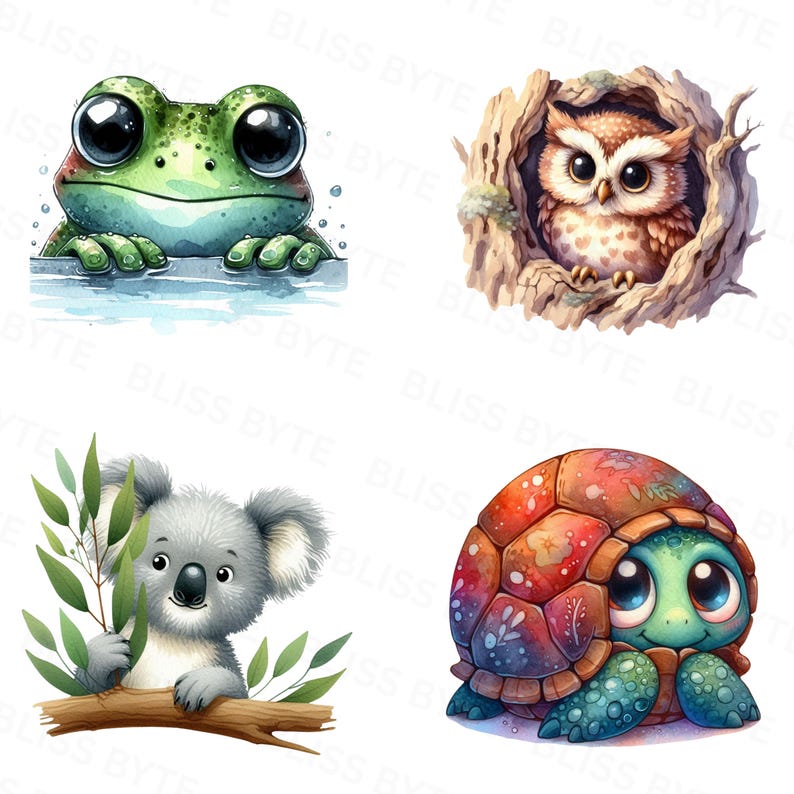 30 Watercolor Peeking Animals Pngs – Cute & Funny Safari Animal Clipart ...