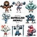 20 Watercolor Bodybuilder Animals Pngs Clipart – Gym Animals Clipart ...