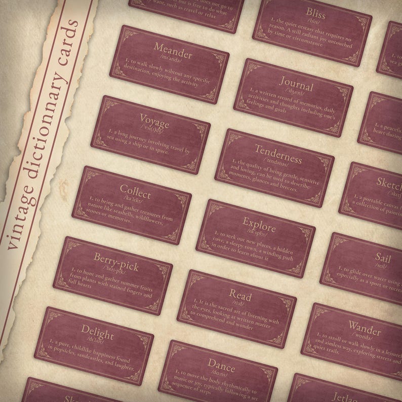 Printable Vintage Summer Dictionary Words, Scrapbook Cut-outs, Junk ...