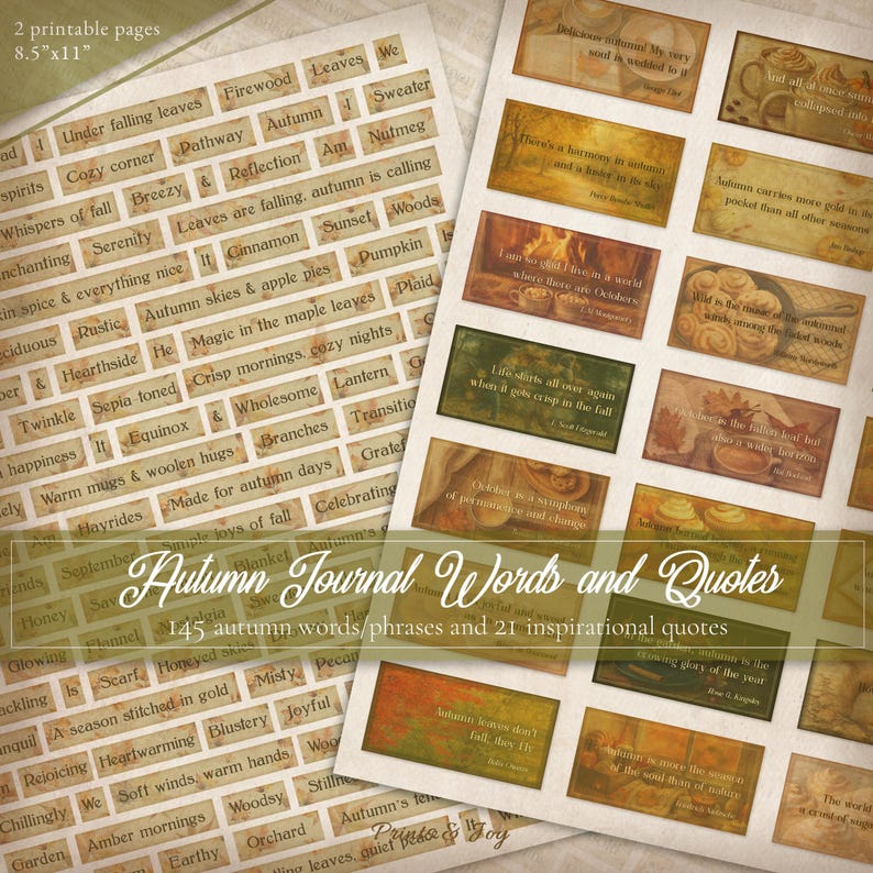 Printable Autumn Words & Quotes for Junk Journals, Vintage Ephemera ...