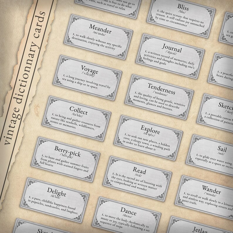 Printable Vintage Summer Dictionary Words, Scrapbook Cut-outs, Junk ...