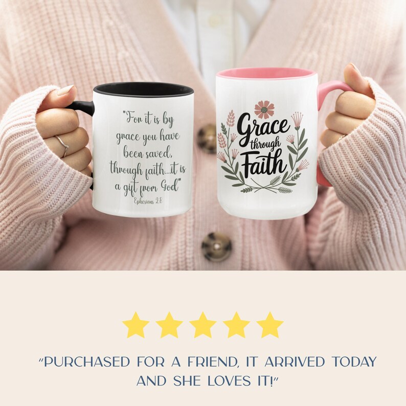 Personalized Grace Through Faith Christian Mug, Floral Mother's Day ...
