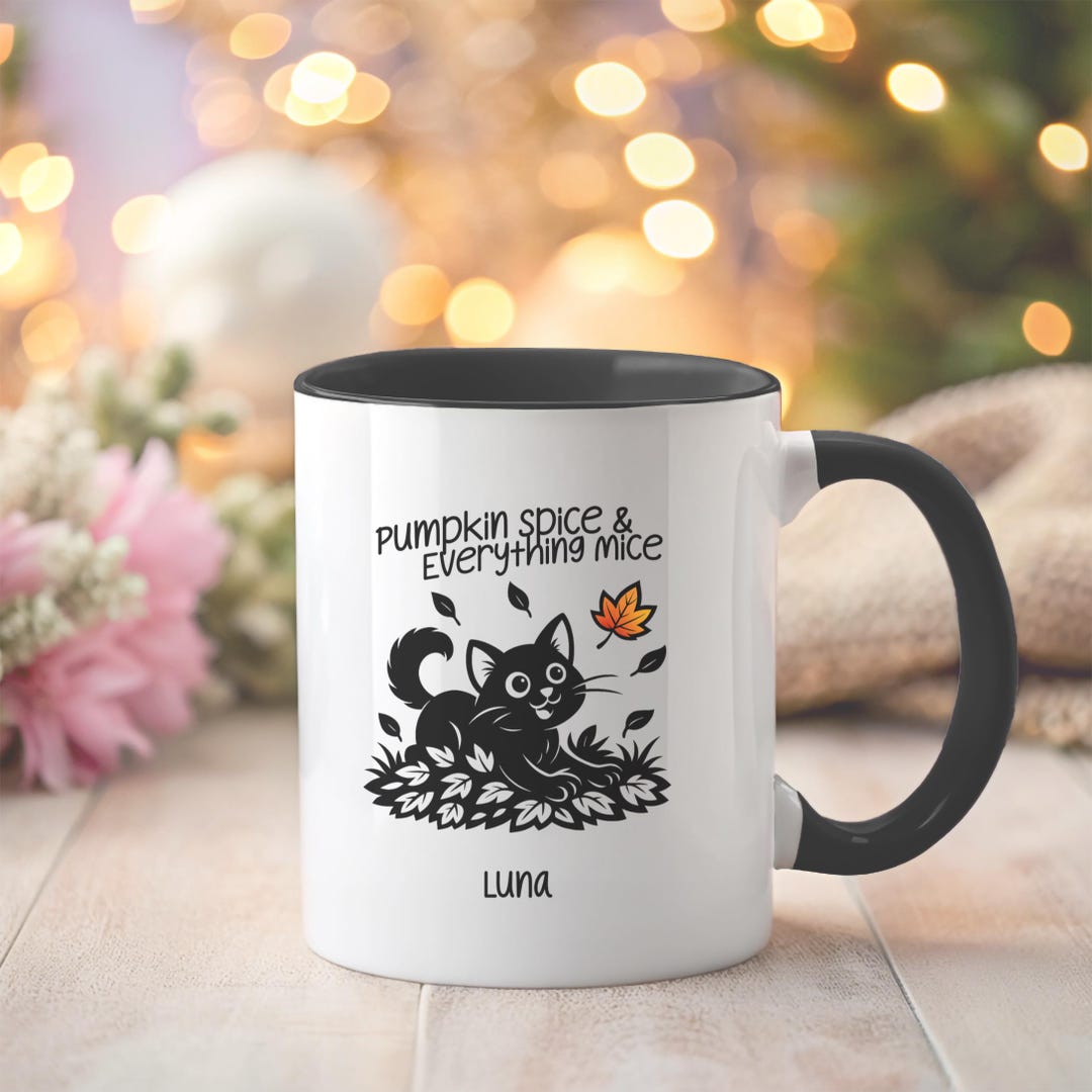 Personalized Halloween Cat Mug: "pumpkin Spice & Everything Mice" Gift ...