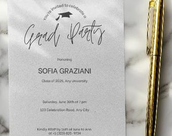 Graduation Party Invitation, Class of 2025 Invite, Purple Graduation ...