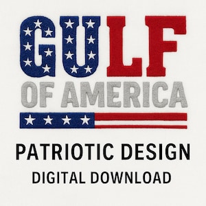 Gulf of America Patriotic Embroidery Design USA Flag Stars & Stripes ...