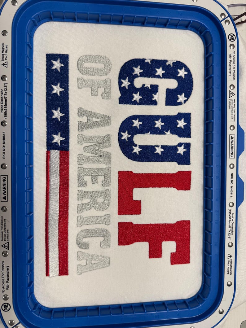 Gulf of America Patriotic Embroidery Design USA Flag Stars & Stripes ...