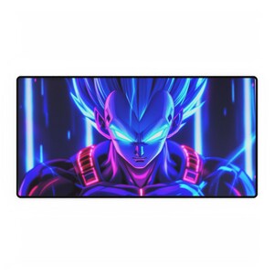 Vegeta Neon Desk Mat, Dragon Ball Z Anime Gamer Gift, Mouse Pad, Gaming ...