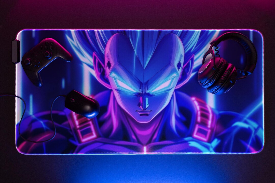 Gaming Mouse Pad, Neon Vegeta With Led Night, Gamer Gift, Anime ...