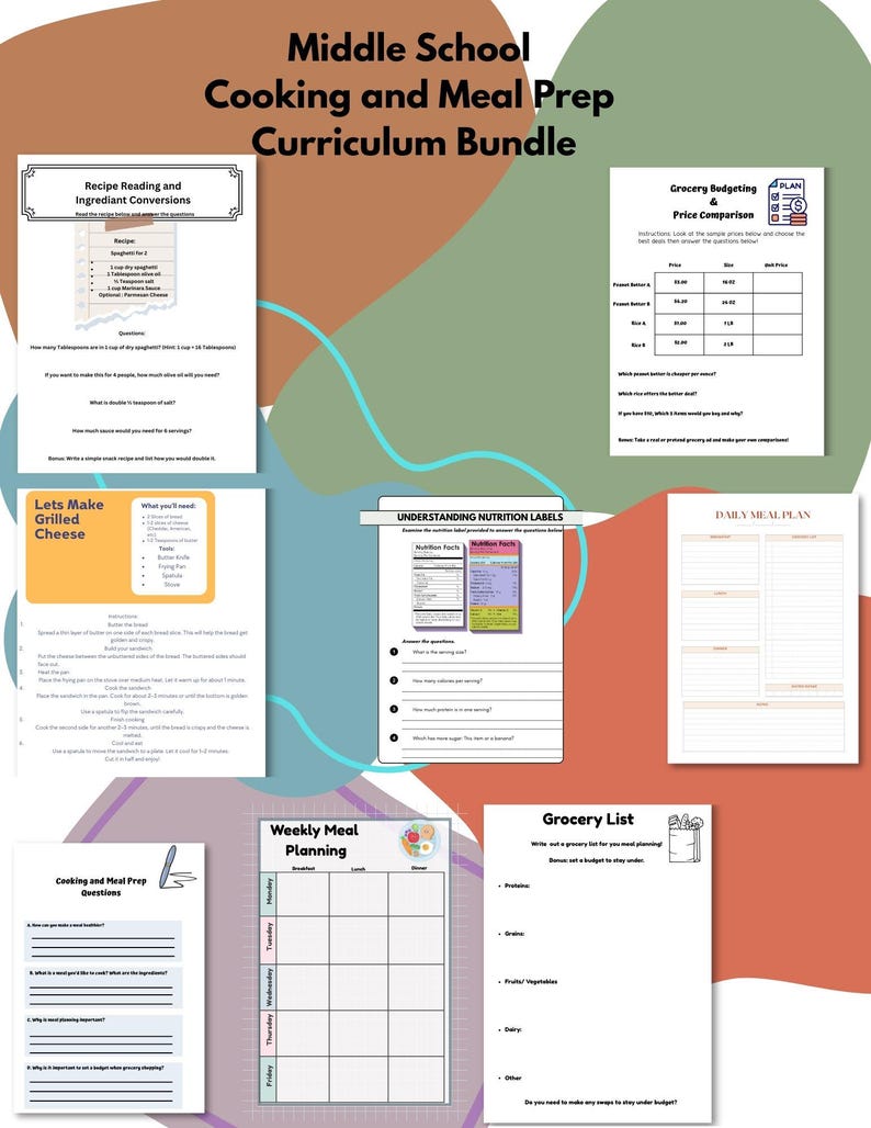 Cooking and Meal Prep Middle School - Etsy