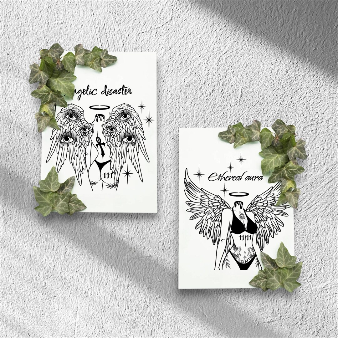 2 Coloring Pages "angelic Disaster" & "ethereal Aura" – Angel Designs ...