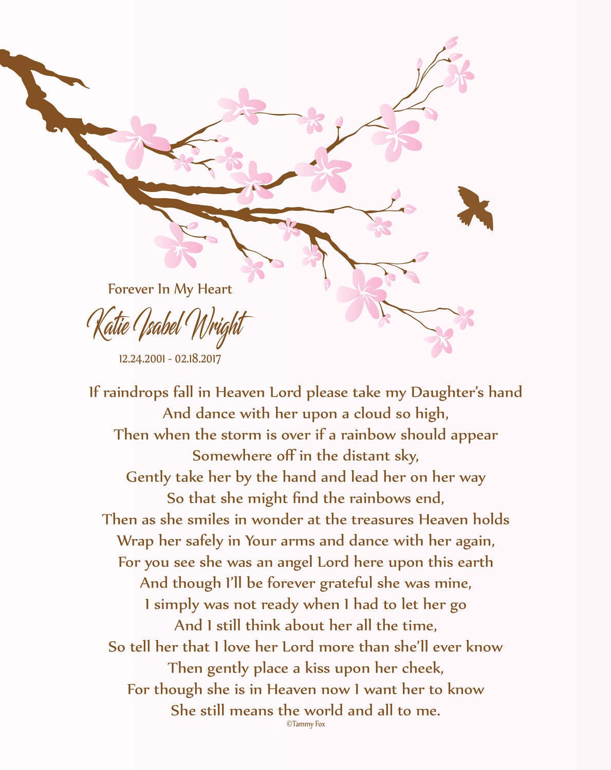 In Memory of Daughter-loss of Daughter-daughter Memorial Print-daughter ...