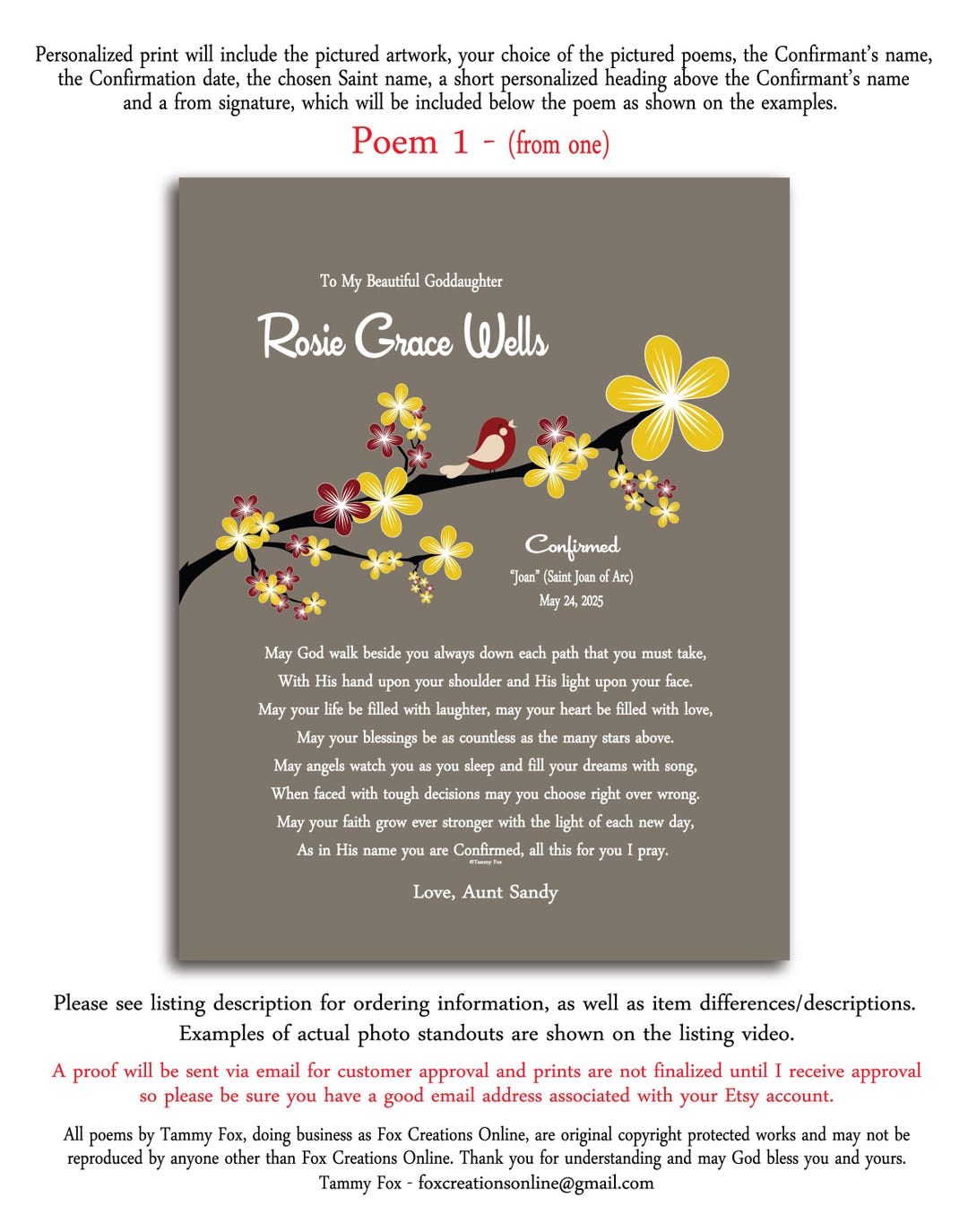 Personalized Confirmation Poem for Goddaughter, Granddaughter, Daughter ...
