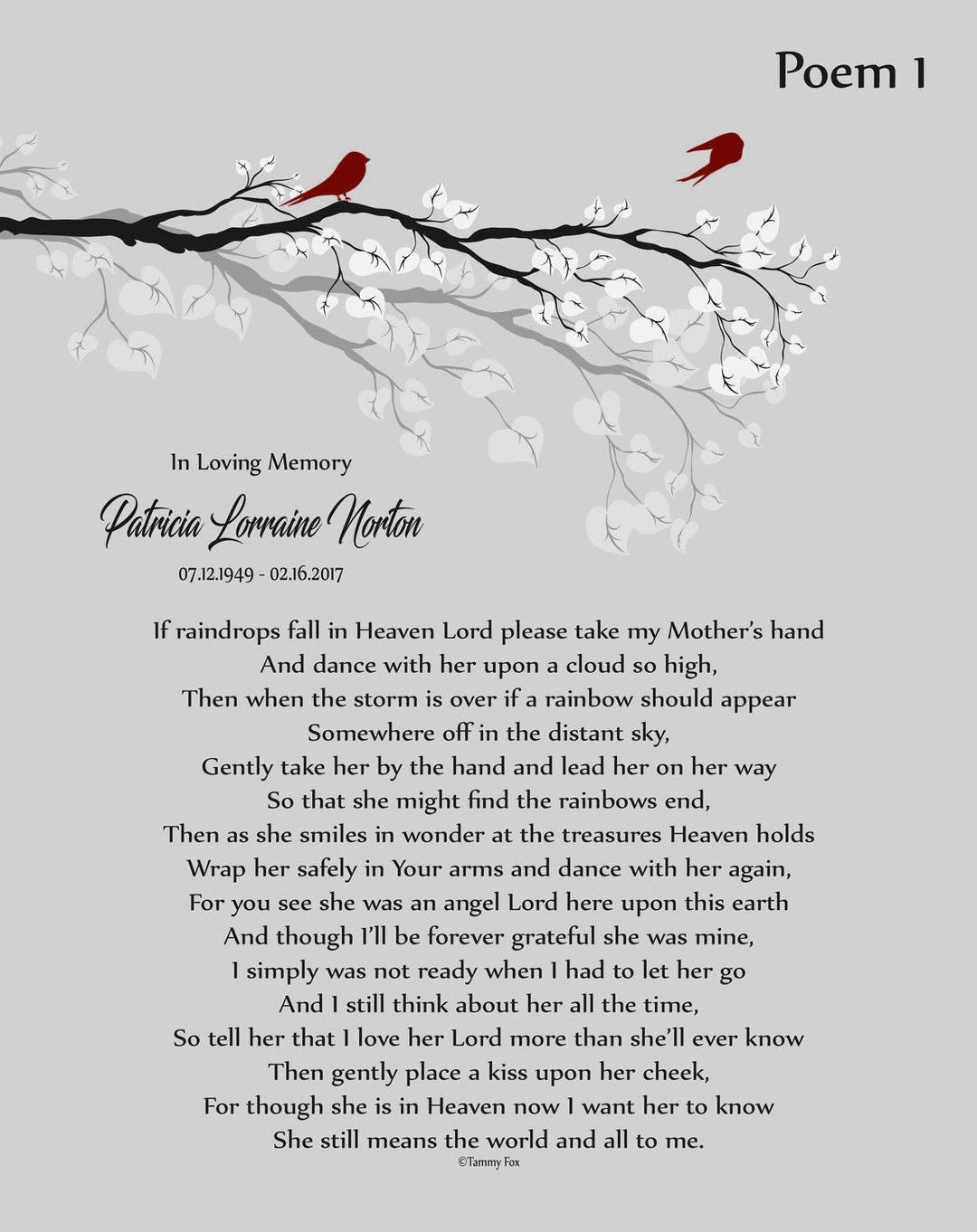Personalized Memorial Poem Print: in Memory of Mom Sympathy Gift - Etsy