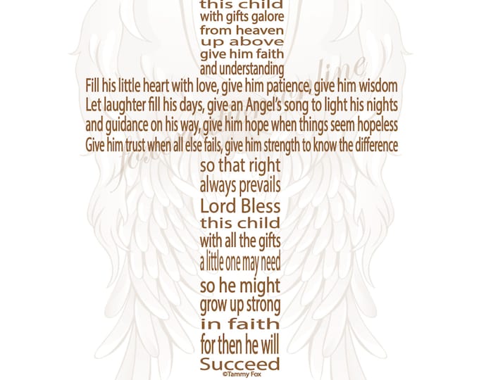 New Baby Boy Nursery Print Baptism Christening Dedication Print ...