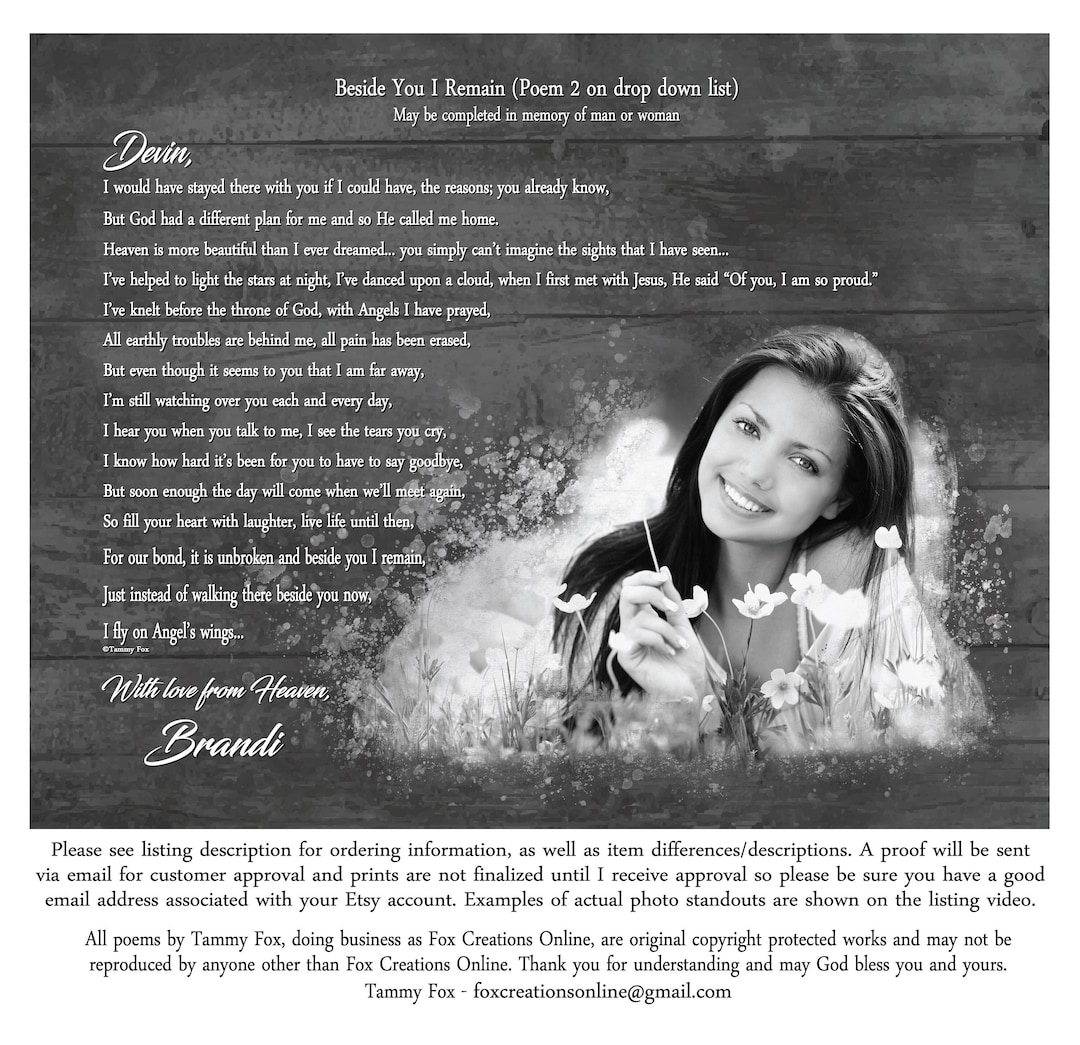Memorial Gift - Letter From Heaven - Personalized Memorial Poem - in ...