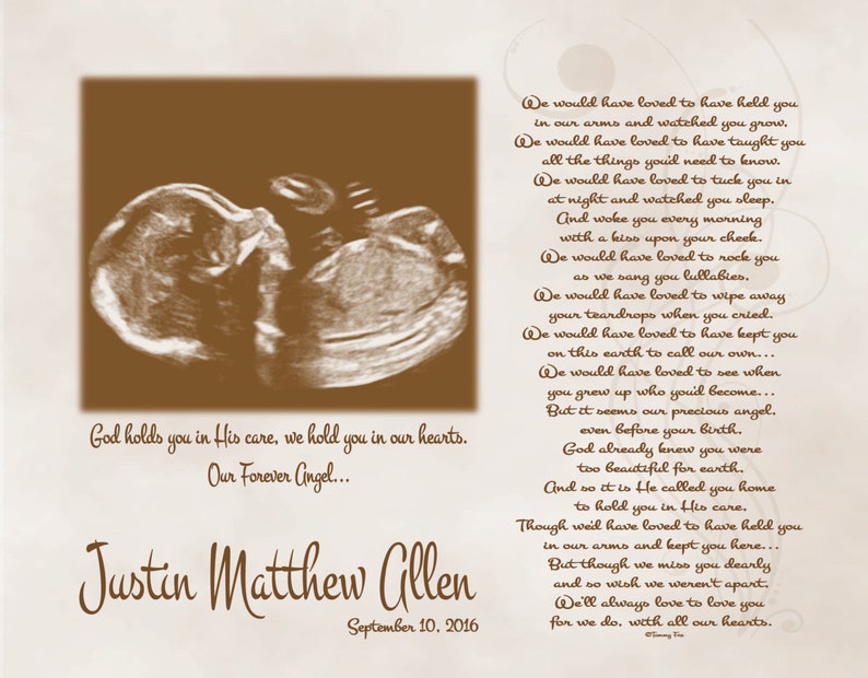 Miscarriage Memorial Poem-loss of Unborn Child-personalized Sonogram ...