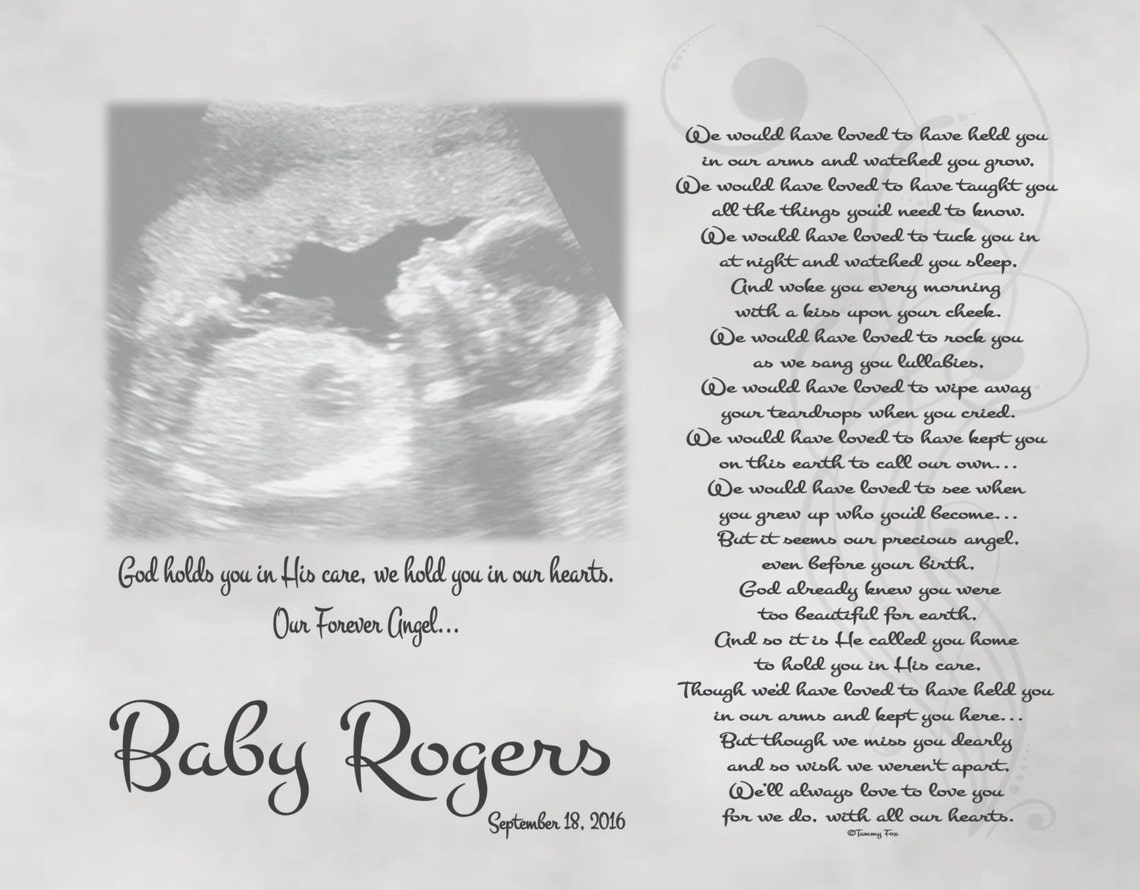 Miscarriage Memorial Poem-loss of Unborn Child-personalized | Etsy
